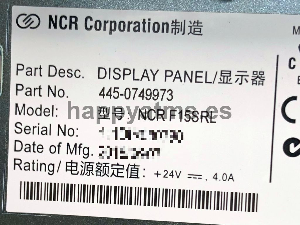 happyatms.es NCR 15" DISPLAY SUNLIGHT READABLE LED PN: 445-0749973 ...